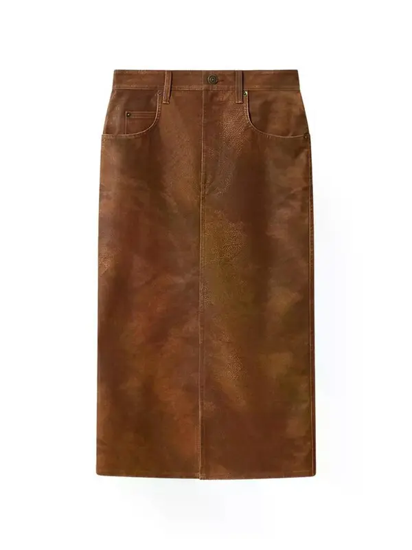 MARANT ETOILE Crinkled-effect Midi Skirt - Brown
