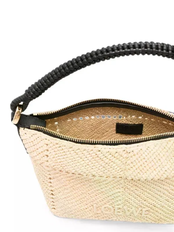 Loewe Woven Clutch Bag With Logo Embroidery - Neutrals
