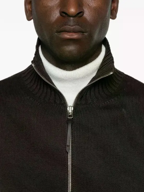 TOM FORD Leather-patch Zip-up Cardigan