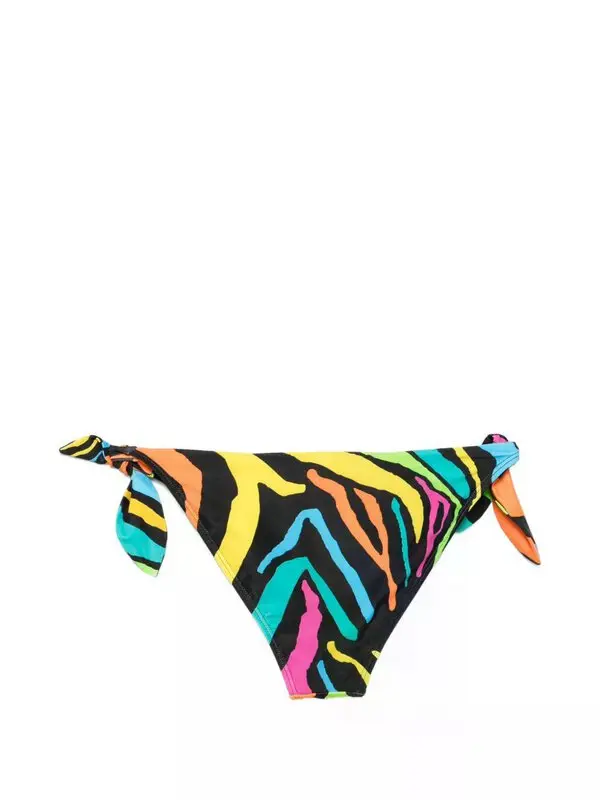 Moschino Zebra-print Side-tie Bikini Bottoms - Black