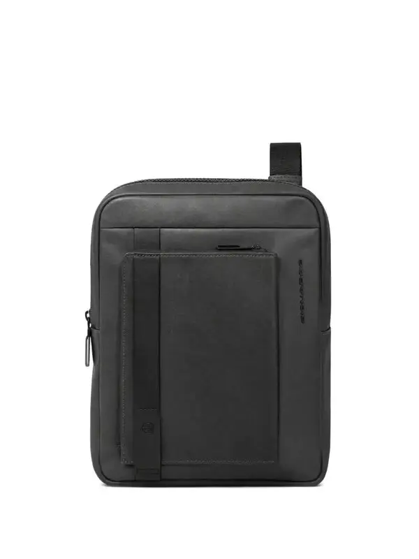 PIQUADRO Logo-embossed Leather Messenger Bag