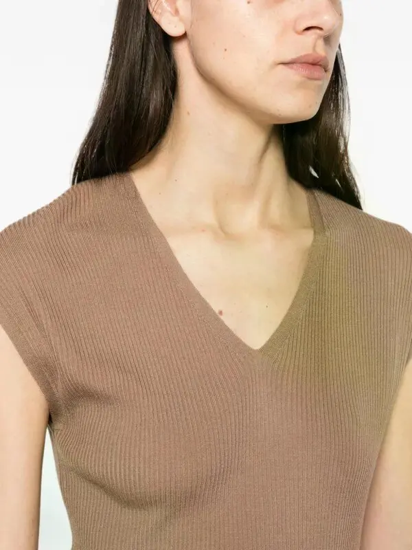 Max Mara Ribbed V-neck Top