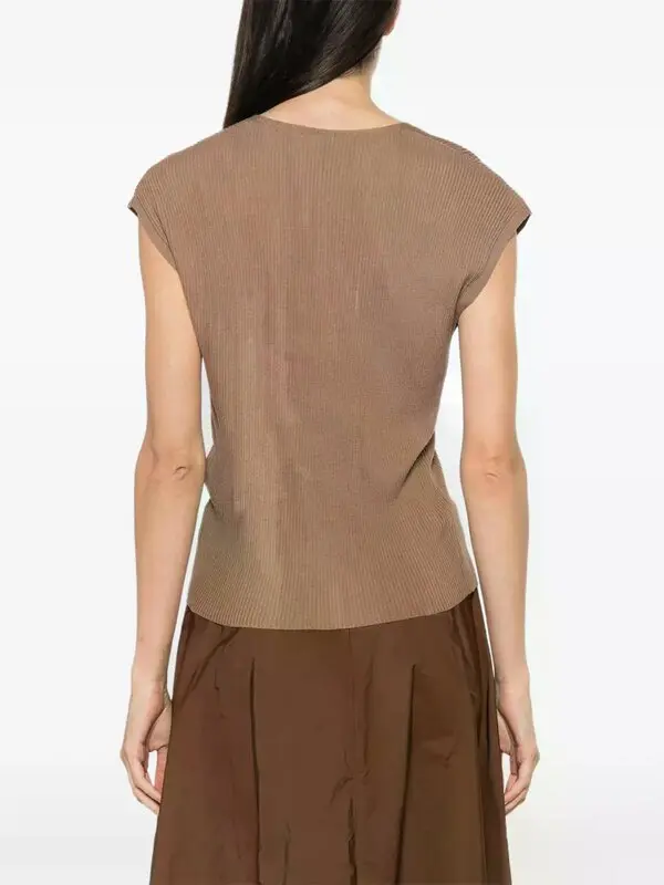 Max Mara Ribbed V-neck Sleeveless Top - Brown