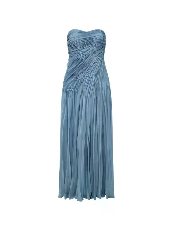 AMUR Elea Pleated Strapless Gown - Blue