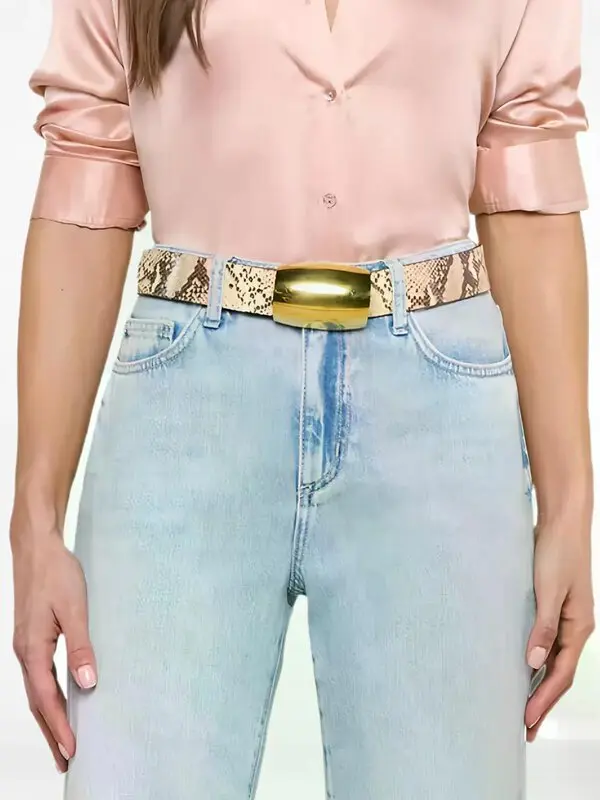 L'Agence Milou Snake-effect Leather Belt