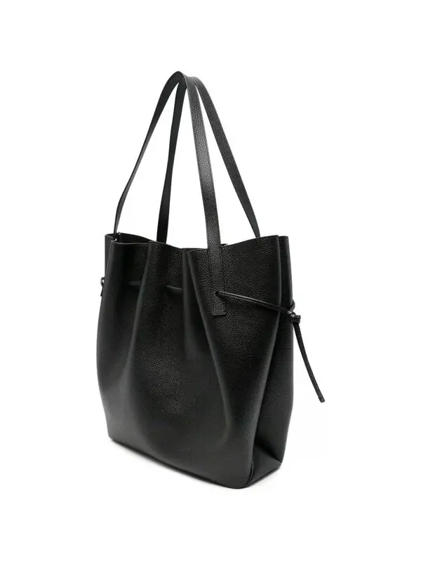 Yuzefi Scallop Leather Tote Bag - Black