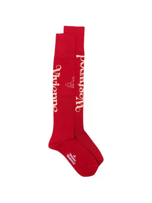 VIVIENNE WESTWOOD Knee High Orb Motif Socks - Red