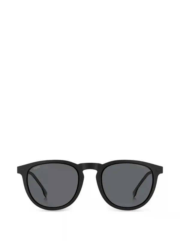 BOSS Matte-finish Round Frame Sunglasses - Black