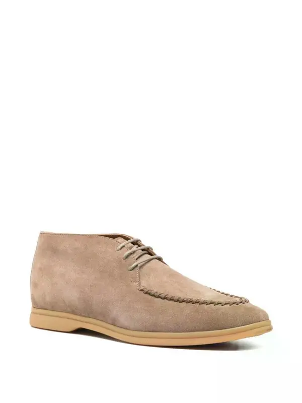 Eleventy Whipstitch-detail Suede Boots - Neutrals