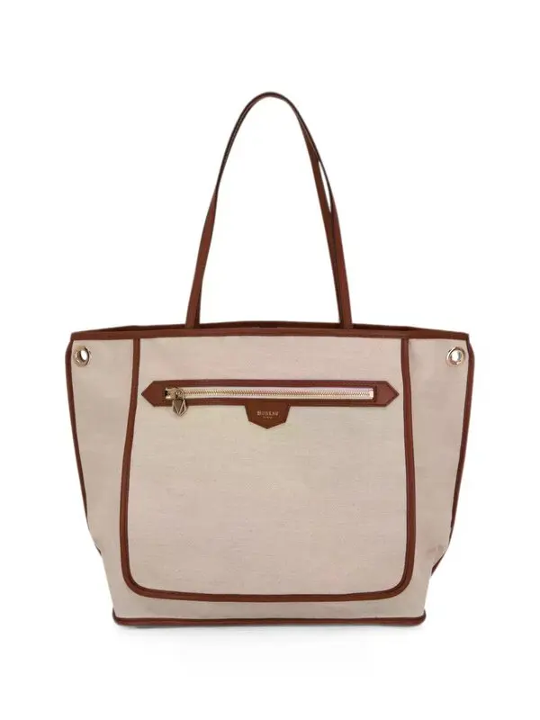 Moreau Saint Tropez Monogram-pattern Leather-trim Tote Bag