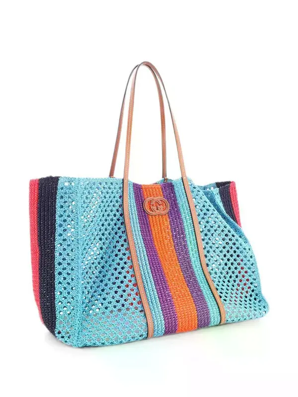 Gucci Interlocking G Web Raffia Medium Tote Bag