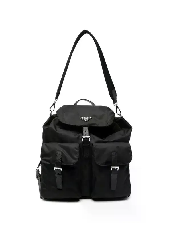 Prada Re-nylon Logo-plaque Backpack - Black