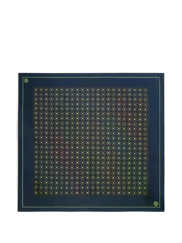 Shanghai Tang Geometric-print Mulberry Silk Pocket Square - Blue
