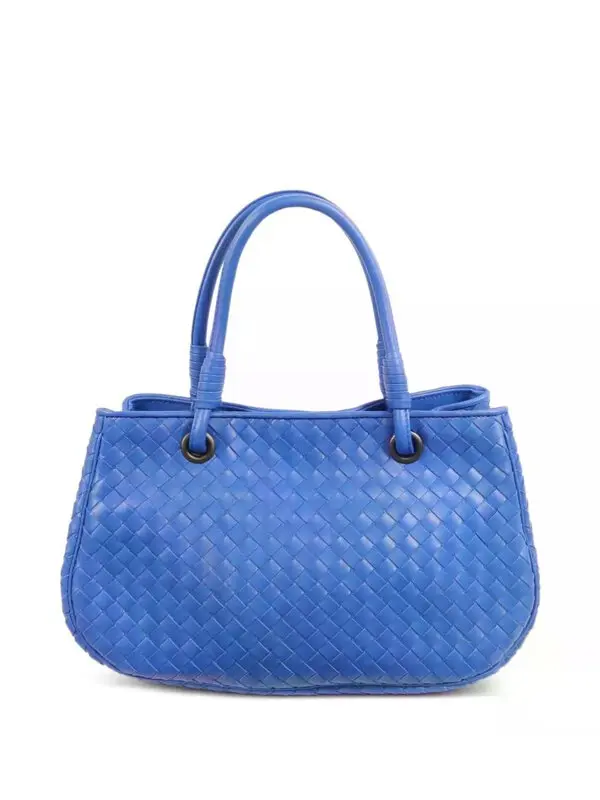 Bottega Veneta Woven Leather Top Handle Bag - Blue