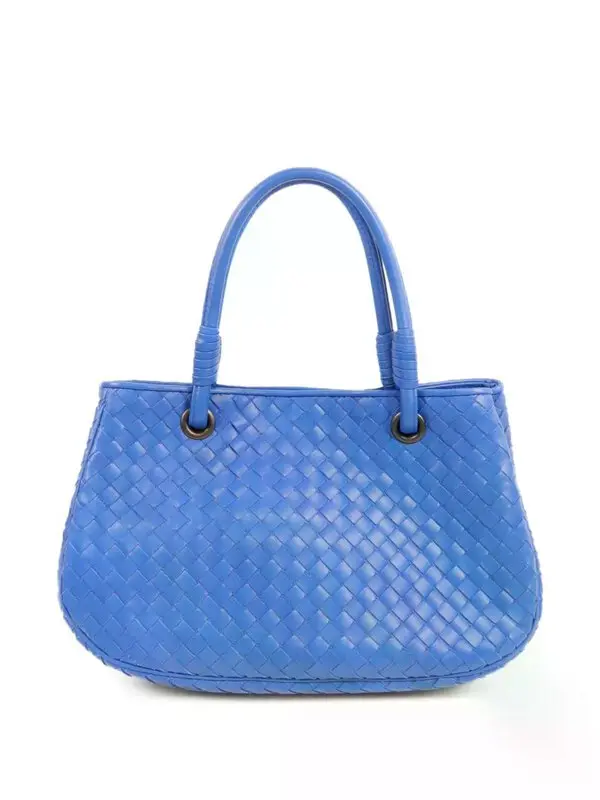 Bottega Veneta Woven Leather Top Handle Bag - Blue