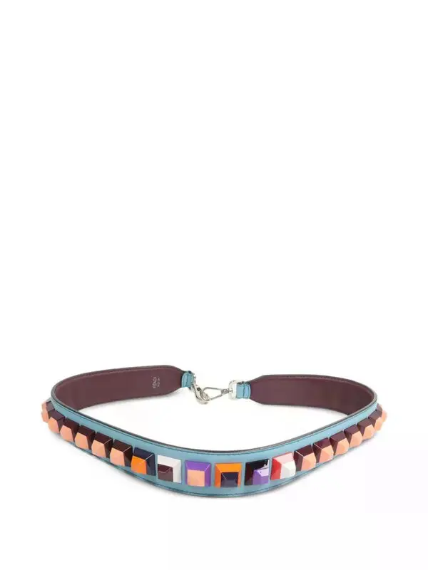 Fendi Leather Bag Strap With Stud Embellishments - Blue