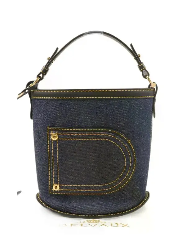 Delvaux Mini Pin Denim Bucket Bag - Blue