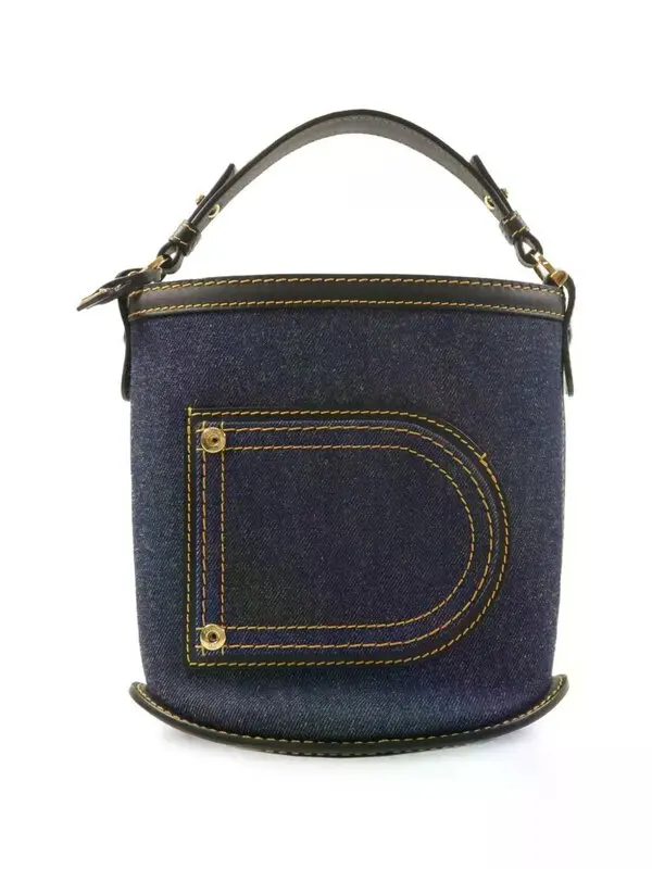 Delvaux Mini Pin Denim Bucket Bag - Blue