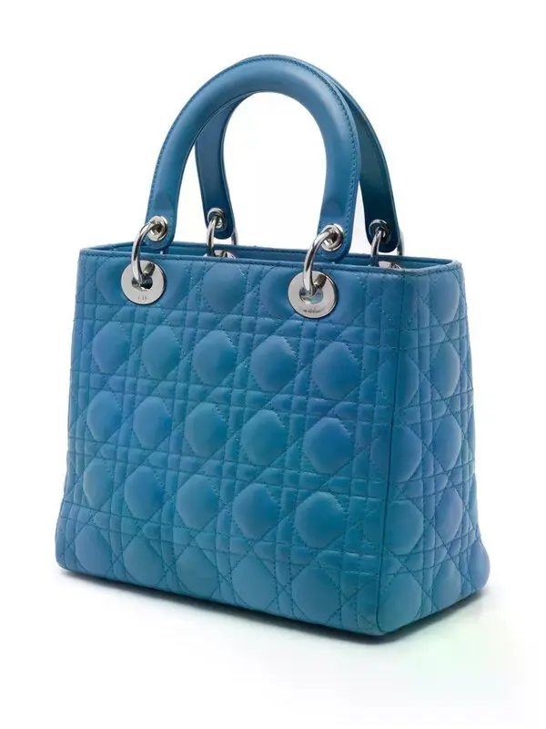 Dior 2011 Medium Lambskin Cannage Lady Satchel - Blue