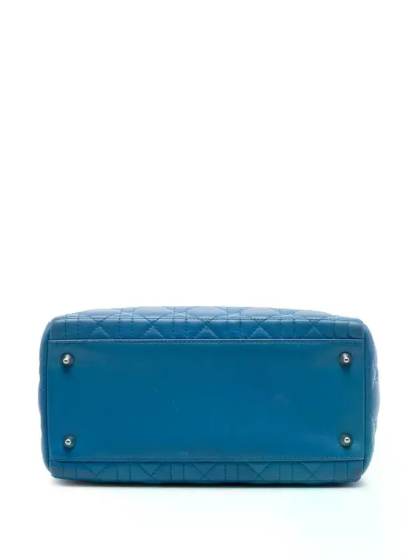 Dior 2011 Medium Lambskin Cannage Lady Satchel - Blue