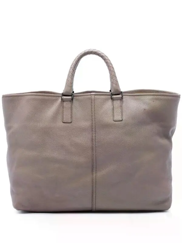 Bottega Veneta 2008 Calfskin Intrecciato Handle Tote Bag - Brown