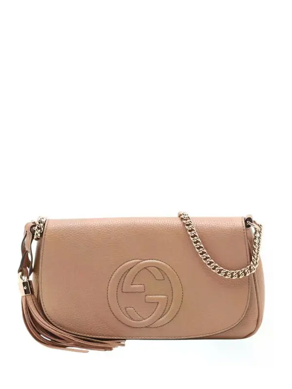 Gucci 2016-2026 Medium Calfskin Soho Chain Flap Crossbody Bag - Brown