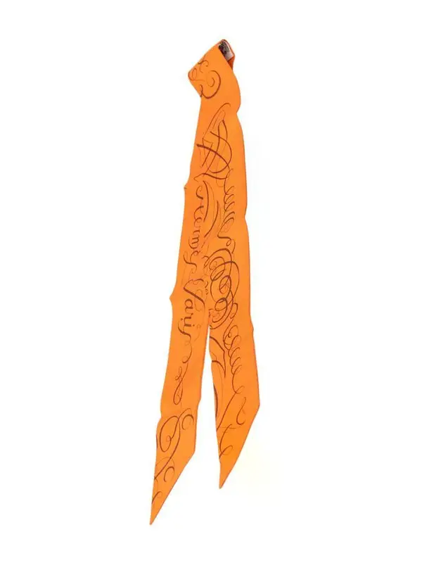 Hermès 1998-2002 Exercices Pour Former La Main Silk Twilly Scarf Scarves - Orange