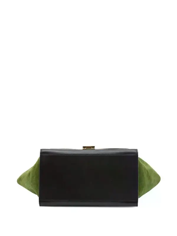 Celine 2016 Small Tricolor Calfskin And Suede Trapeze Satchel - Black