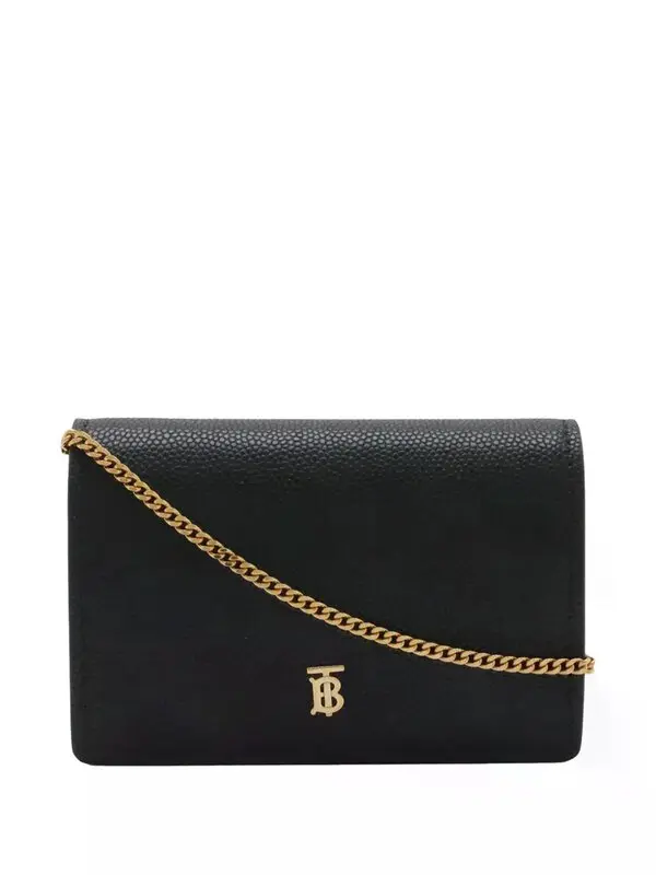 Burberry 2018-2023 Grained Calfskin Tb Jessie Card Case On Chain Crossbody Bag - Black
