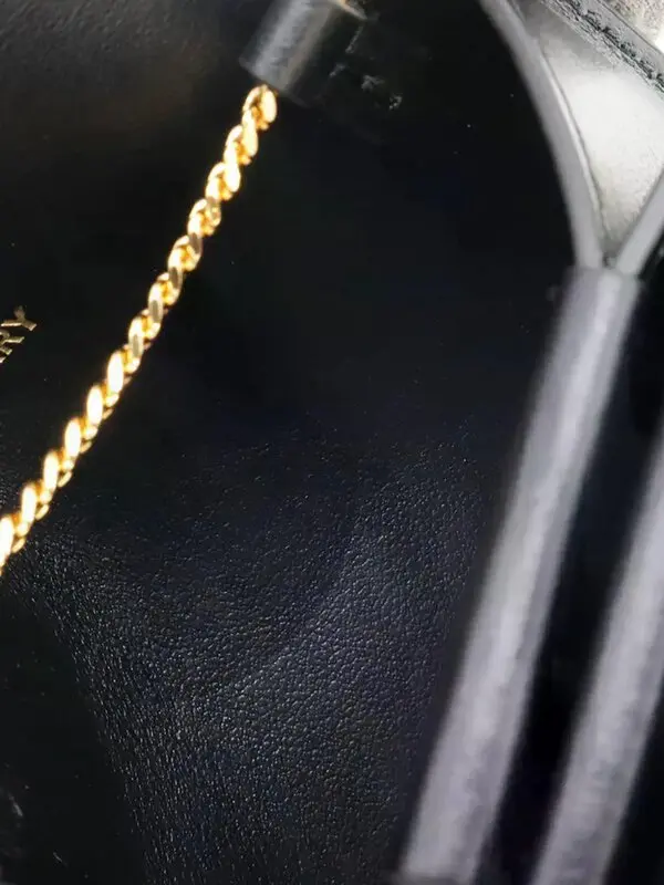 Burberry Grained Calfskin Tb Jessie Card Case On Chain Crossbody Bag - Black
