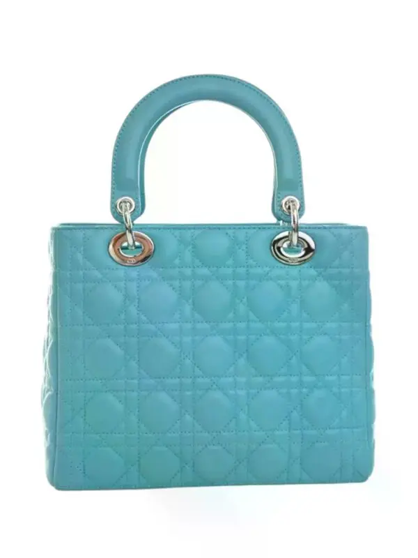 Dior 2011 Medium Lambskin Cannage Lady Satchel - Blue