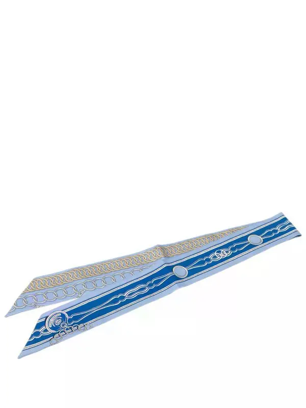 Hermès 2000-2026 Maillons Silk Twilly Scarf Scarves - Blue
