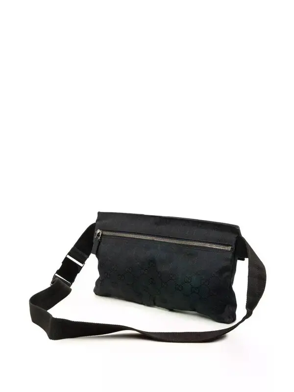 Gucci Gg Canvas Double Pocket Belt Bag - Black