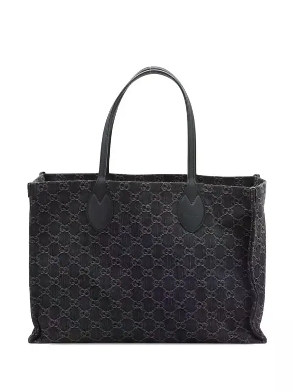 Gucci Gg Denim Ophidia Tote Bag - Black