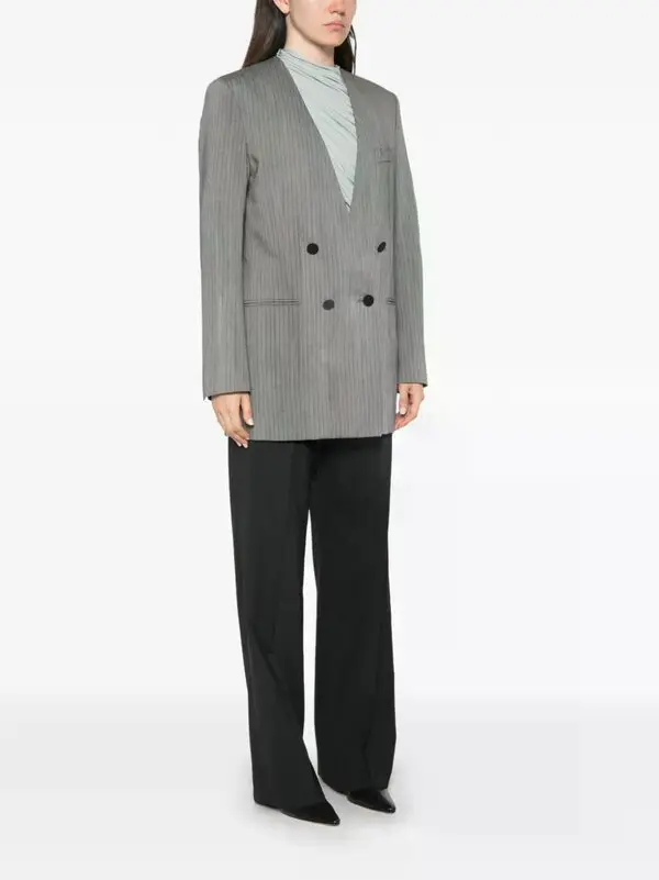 Alberta Ferretti Pinstriped Double-breasted Blazer