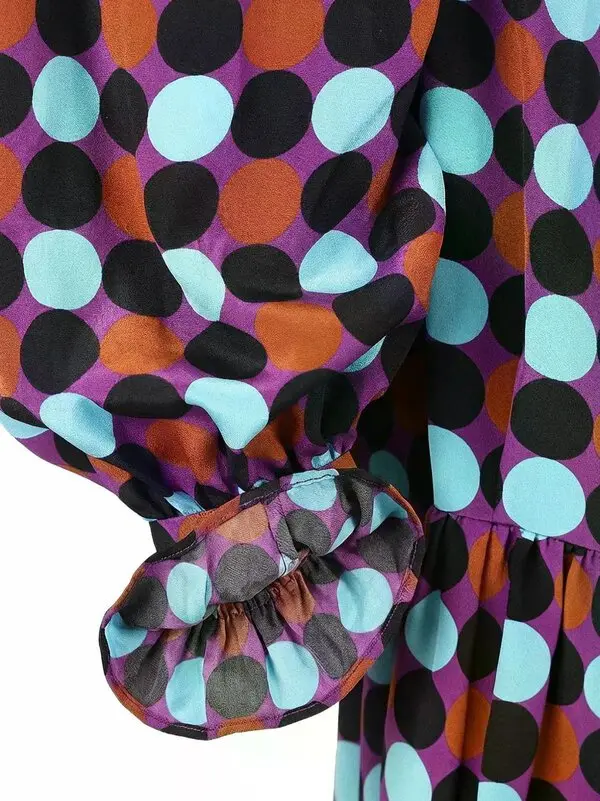 Valentino Garavani Polka Dot Ruffled High Neck Dress