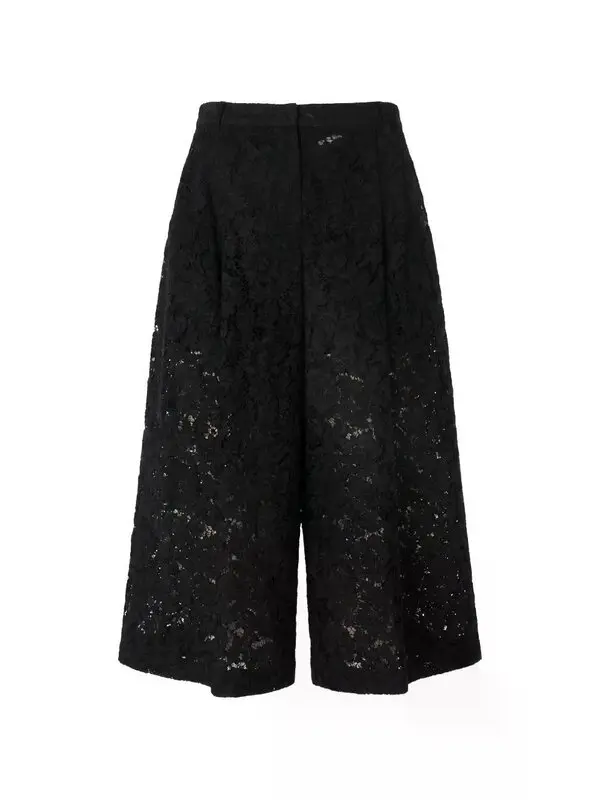 Valentino Garavani Floral-lace Wide-leg Trousers - Black