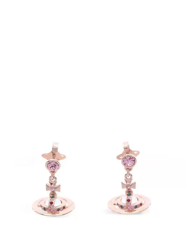 VIVIENNE WESTWOOD Rose Gold-tone Crystal Orb Drop Earrings - Pink