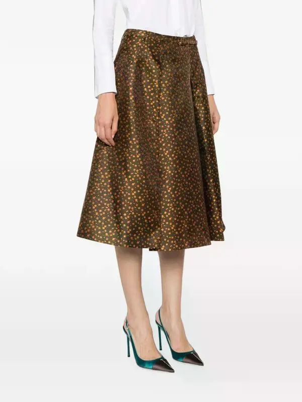 Prada Floral-jacquard Midi Skirt
