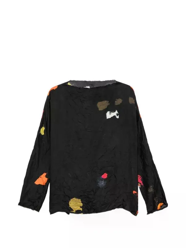 DANIELA GREGIS Abstract Print Crinkled Blouse - Black