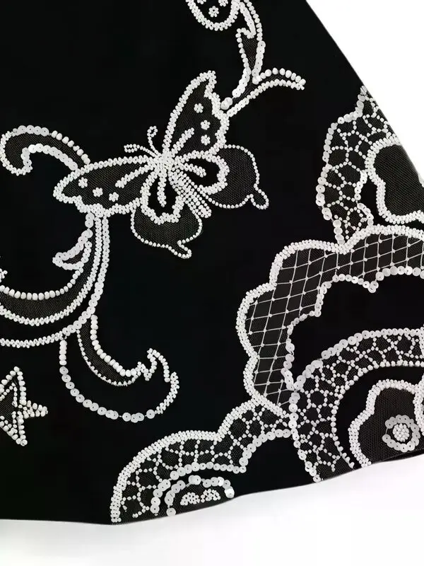 Valentino Garavani Bead-embellished Tulle-panel Mini Dress