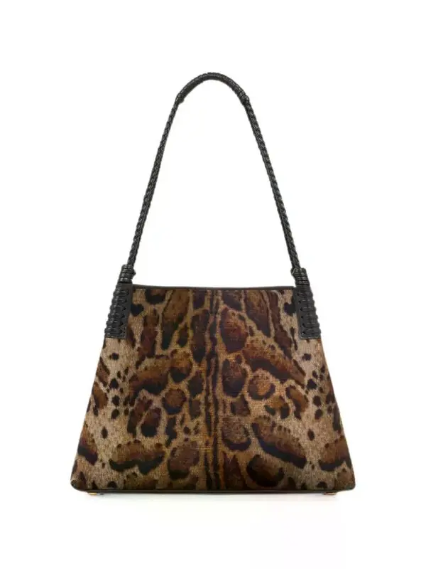 Etro Medium Libra Tote Bag In Velvet With Leopard Motif