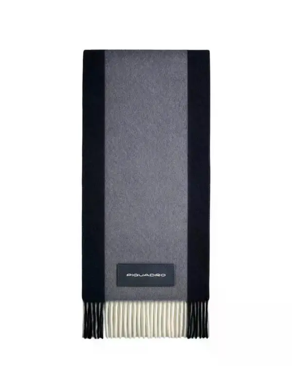 PIQUADRO Colour-block Fringed Scarf - Grey