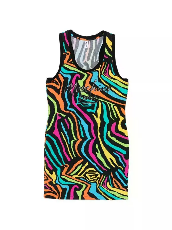 Moschino Zebra-print Logo-print Mini Dress