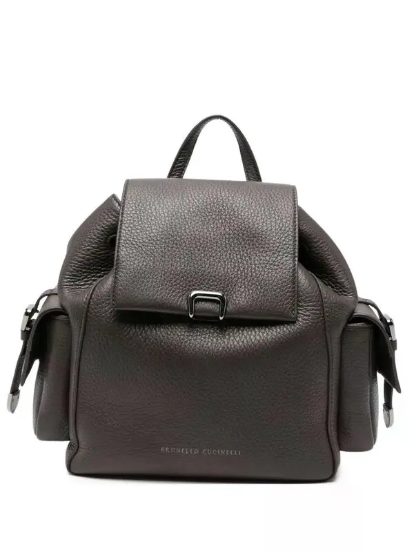 Brunello Cucinelli Sartorial Grainy Leather Backpack - Brown