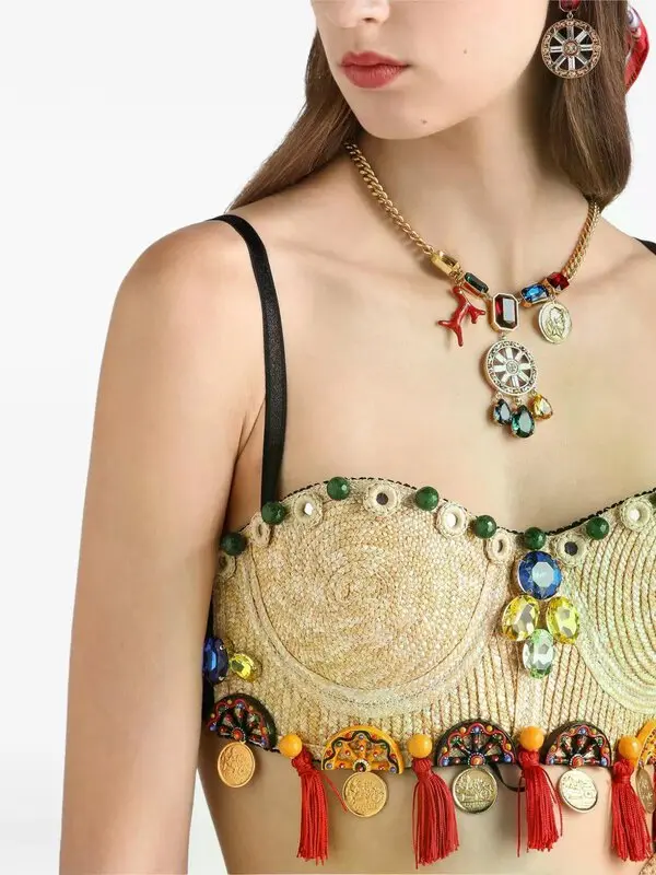 Dolce & Gabbana Raffia Top With Embroidery