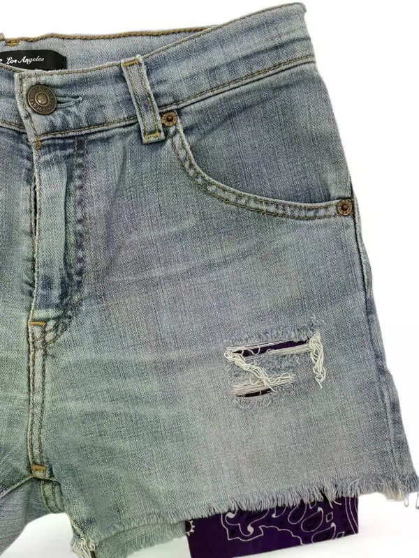 HTC LOS ANGELES Distressed Bandana-insert Shorts