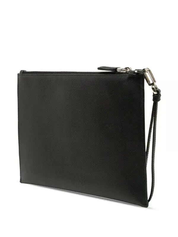 Prada 2013-2026 Saffiano Wristlet Clutch Bag - Black