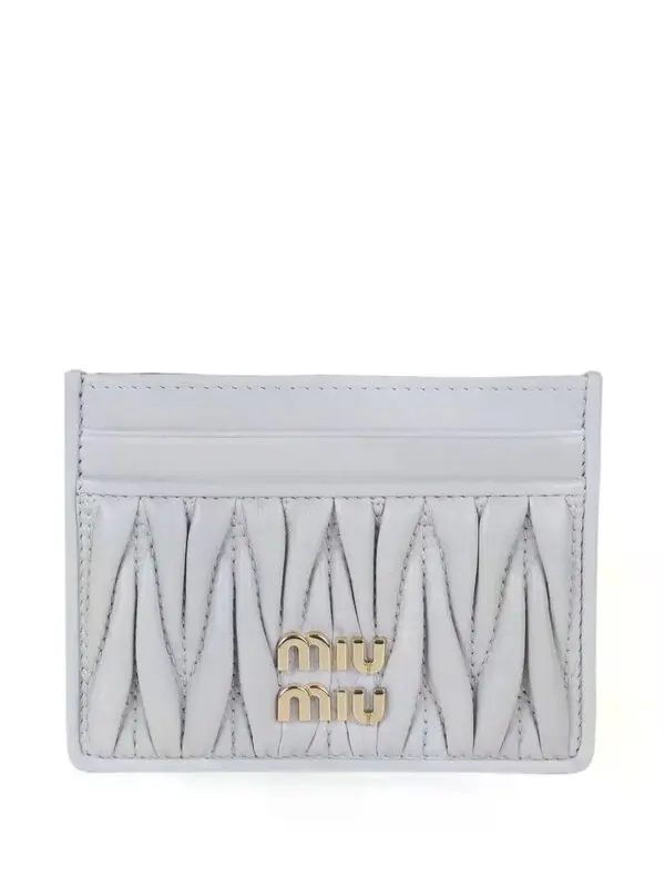 Miu Miu Matelassé Nappa Leather Card Holder - Grey