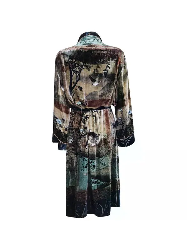 PIERRE-LOUIS MASCIA Landscape-print Belted Coat